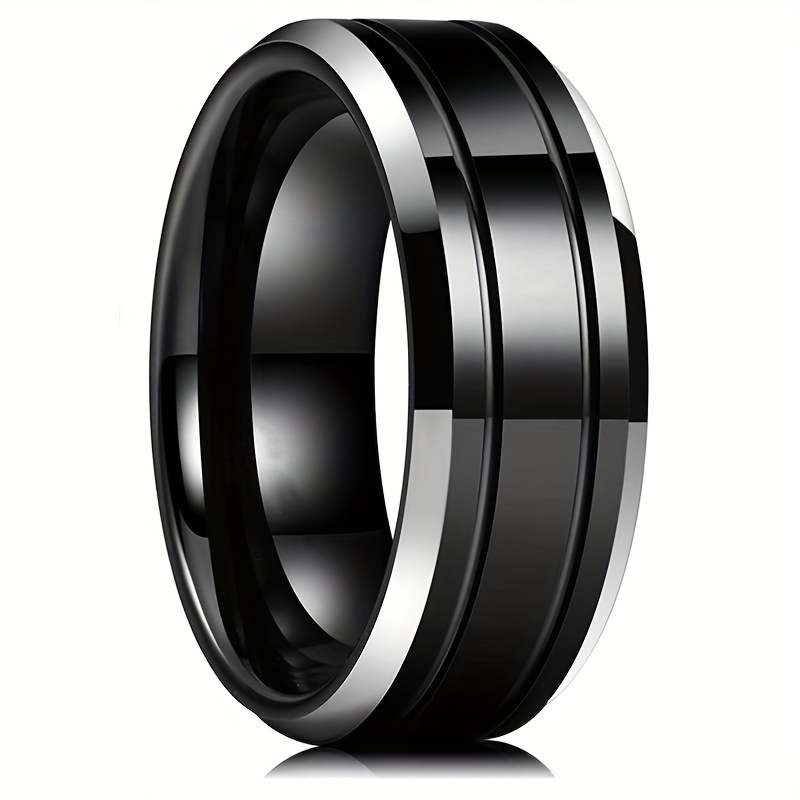 Fashion Men Stainless Steel Rings, Anniversary Party Gift, Trendy Black ...