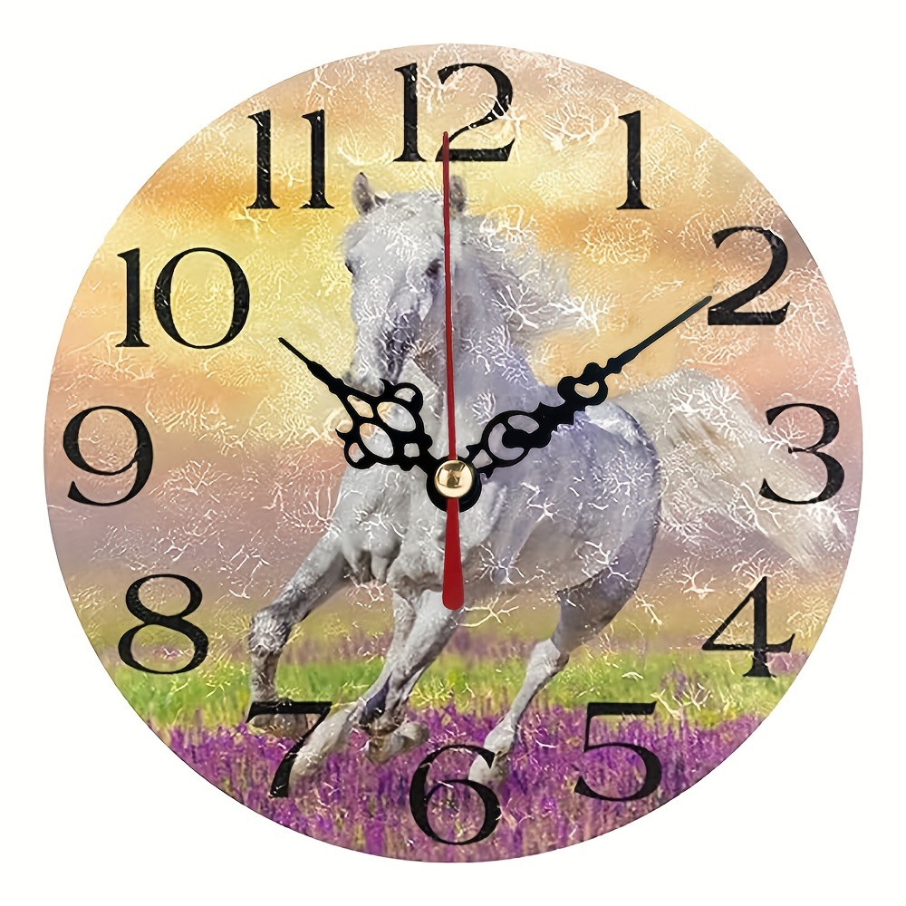 Horse Farmhouse Wall Clock Round Kitchen Clock Non ticking - Temu United