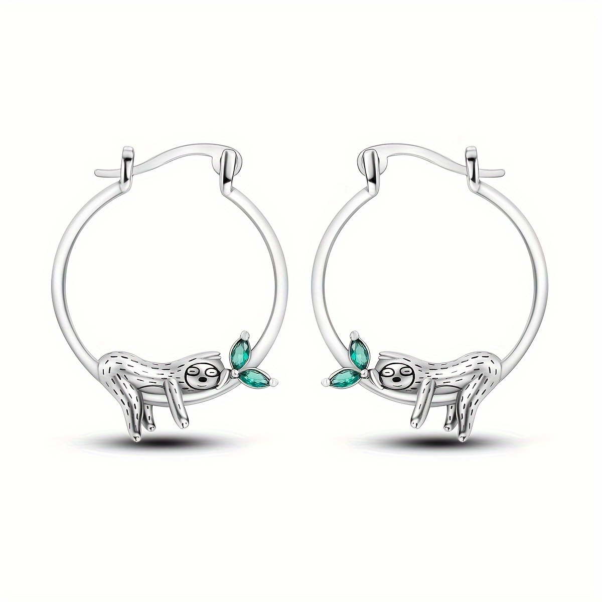 925 Sterling Silver Lovely Sloth Cat Ear Buckles Cute Animal - Temu United Kingdom