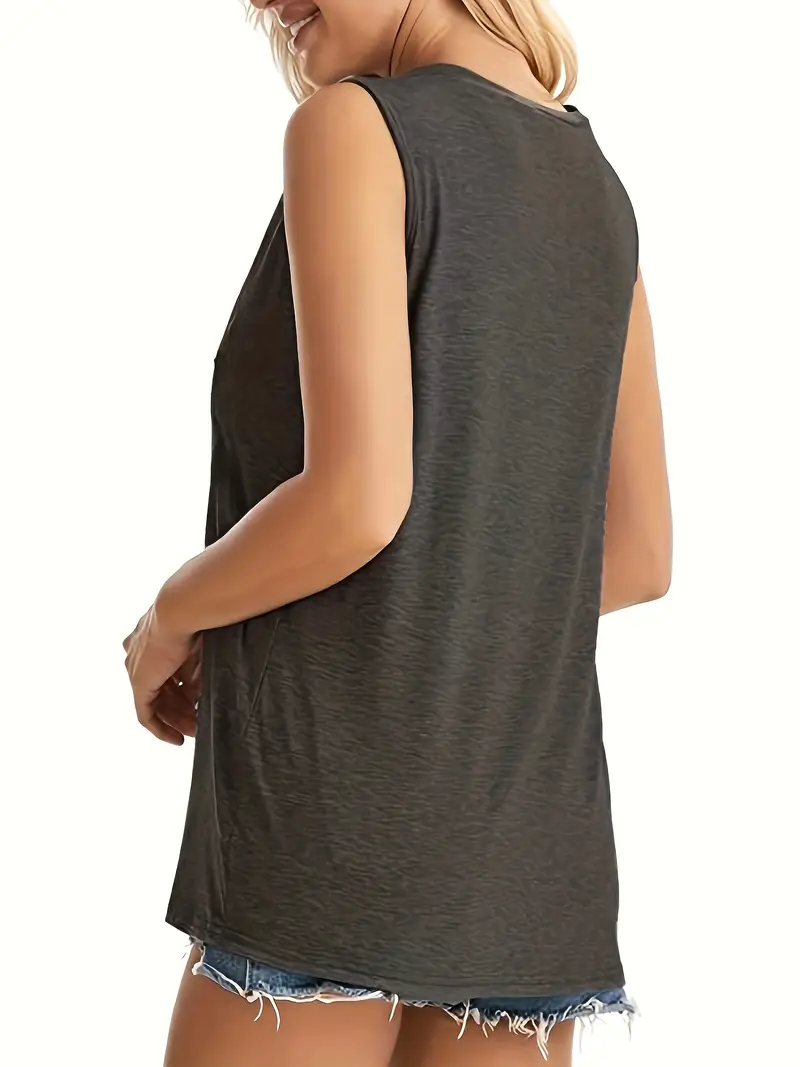 Ghost Letter Print Tank Top Casual Crew Neck Summer Temu United