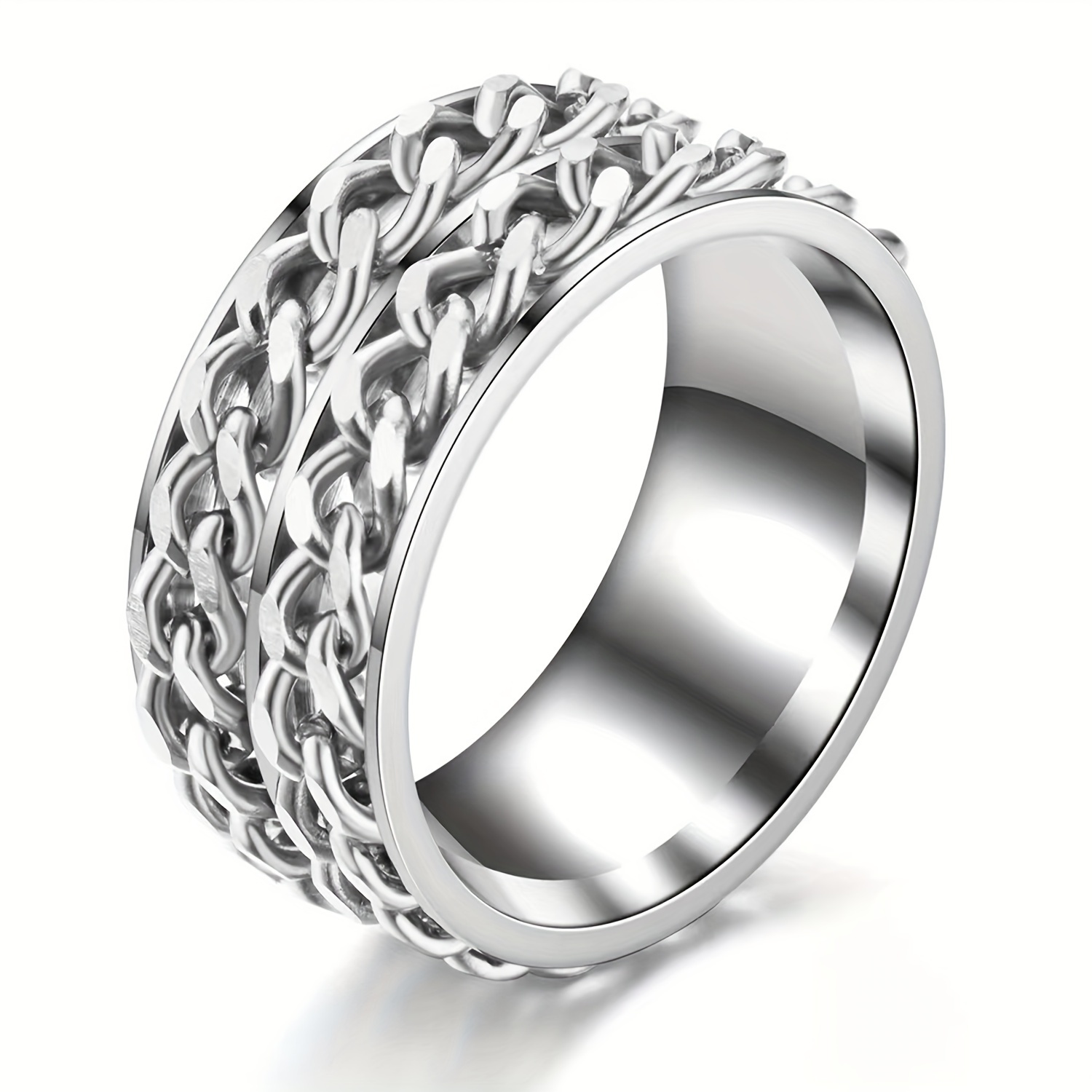 Titanium Steel Rotatable Double Chain Ring Men's Titanium - Temu United ...