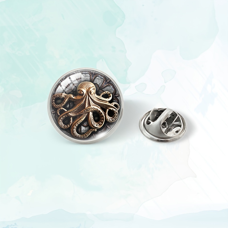 Steampunk Octopus Lapel Pin Marine Life Pins Glass Brooch - Temu United ...