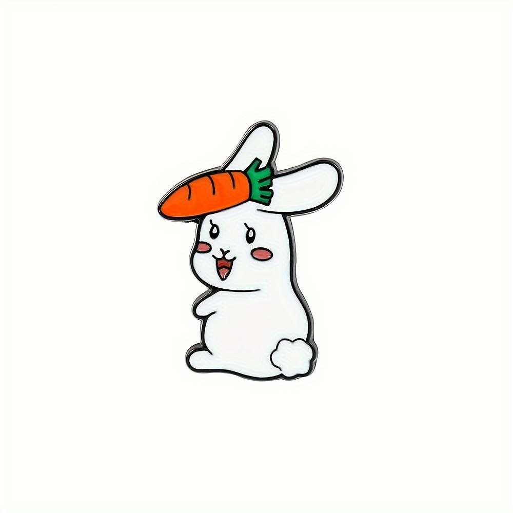 Cartoon Rabbit Brooch For Men, Cute Strawberry Holding Flower Love ...