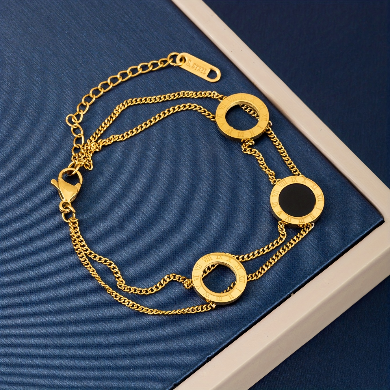 Roman Numerals Titanium Steel Waterproof Bracelets Golden - Temu United Kingdom