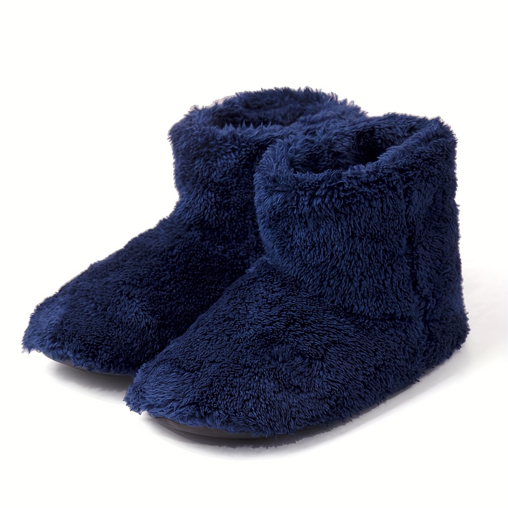 Solid Color Slipper Boots Simple Casual Slip Plush Lined Temu Australia