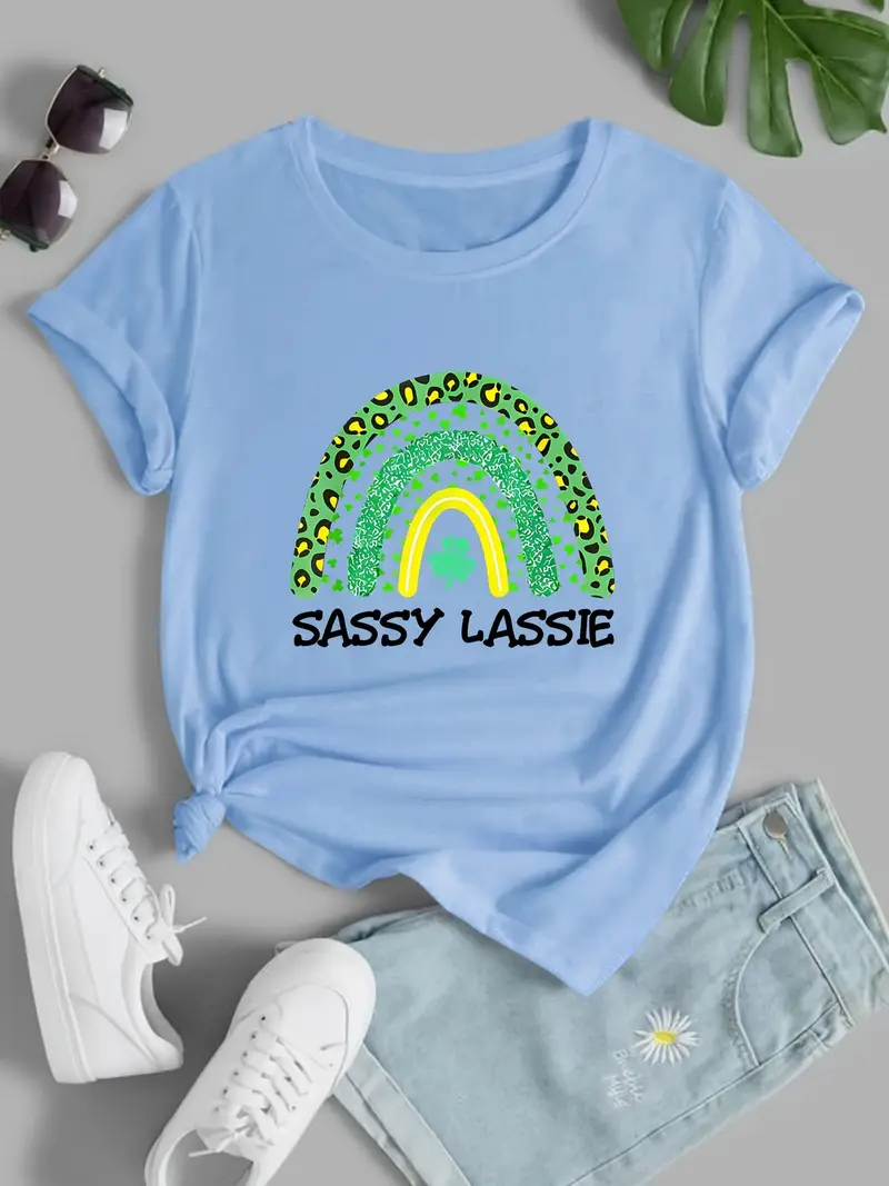 Graphic Print T Shirt Short Sleeve Crew Neck Casual Top For Summer