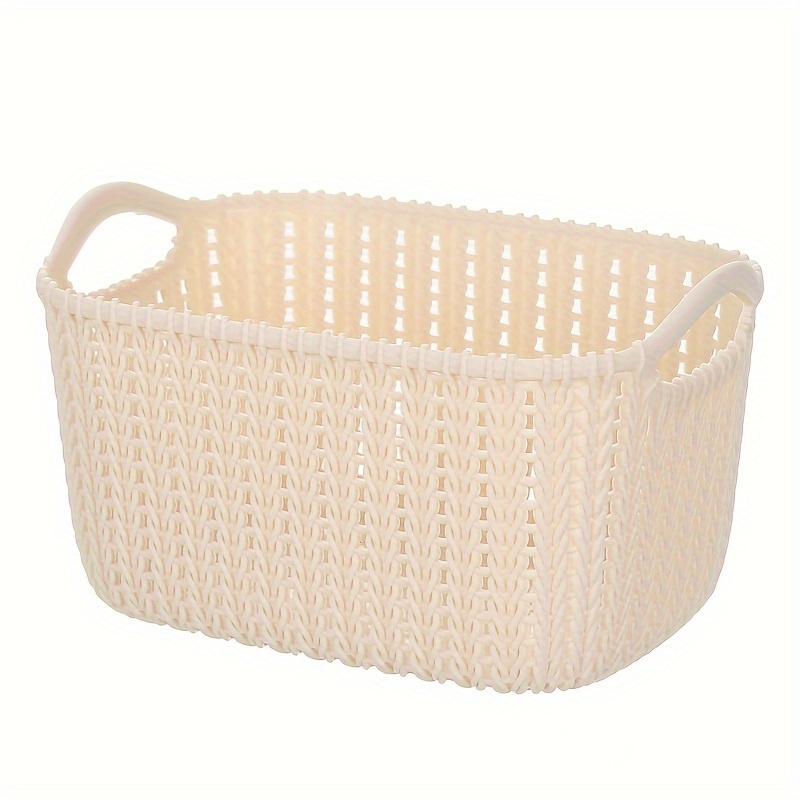 1pc Imitation Rattan Woven Basket Plastic Storage - Temu