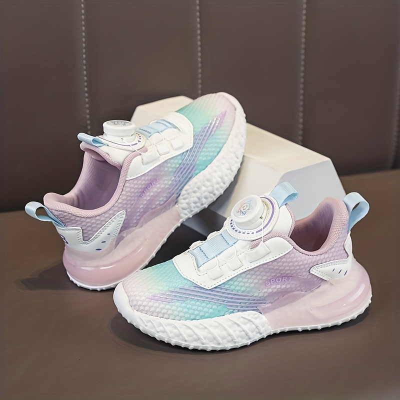 Girls Rotary Button Running Shoes Breathable Lightweight Comfy Outdoor ...