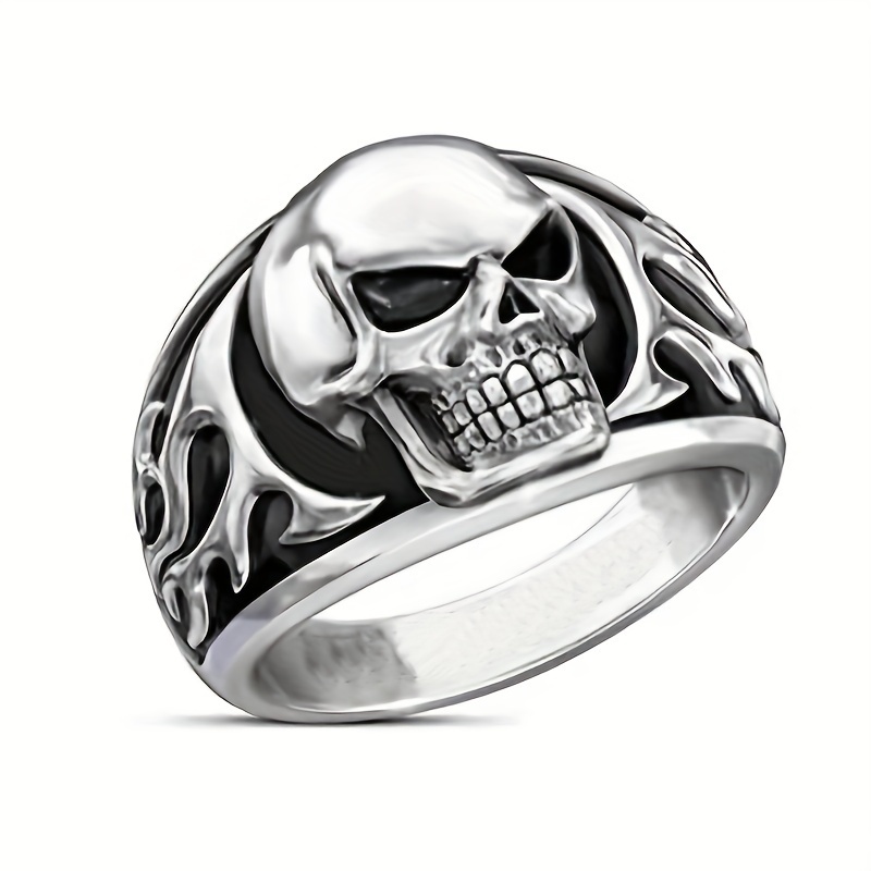 Gothic Demon Skull Head Ring Punk Rock Skull Totem Ring Hip - Temu ...