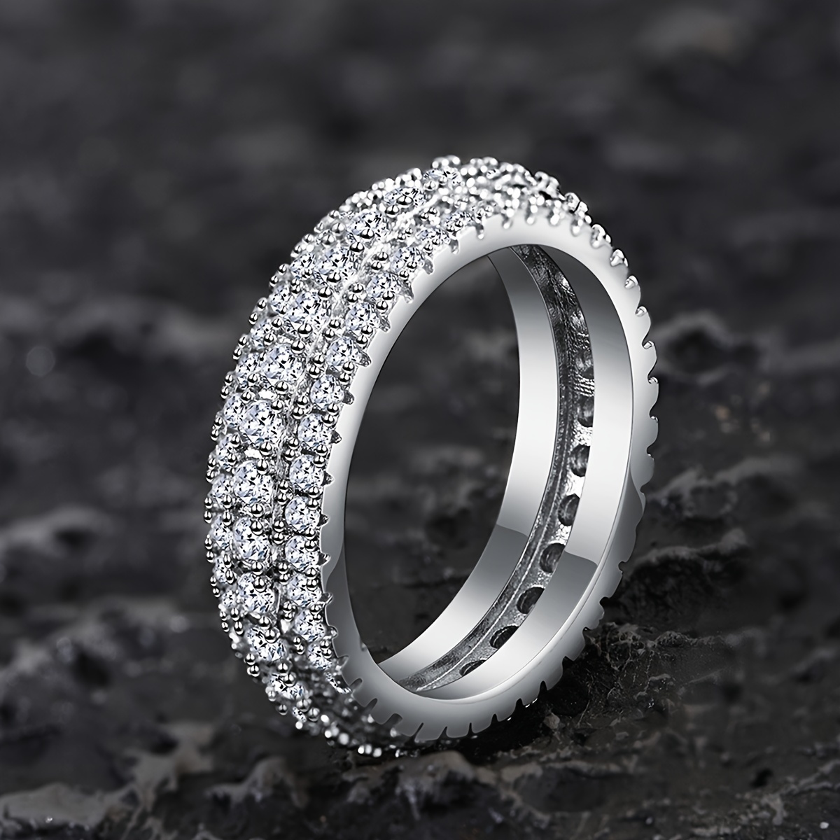 Luxurious Full Cubic Zirconia Men's Ring Copper White Gold - Temu ...