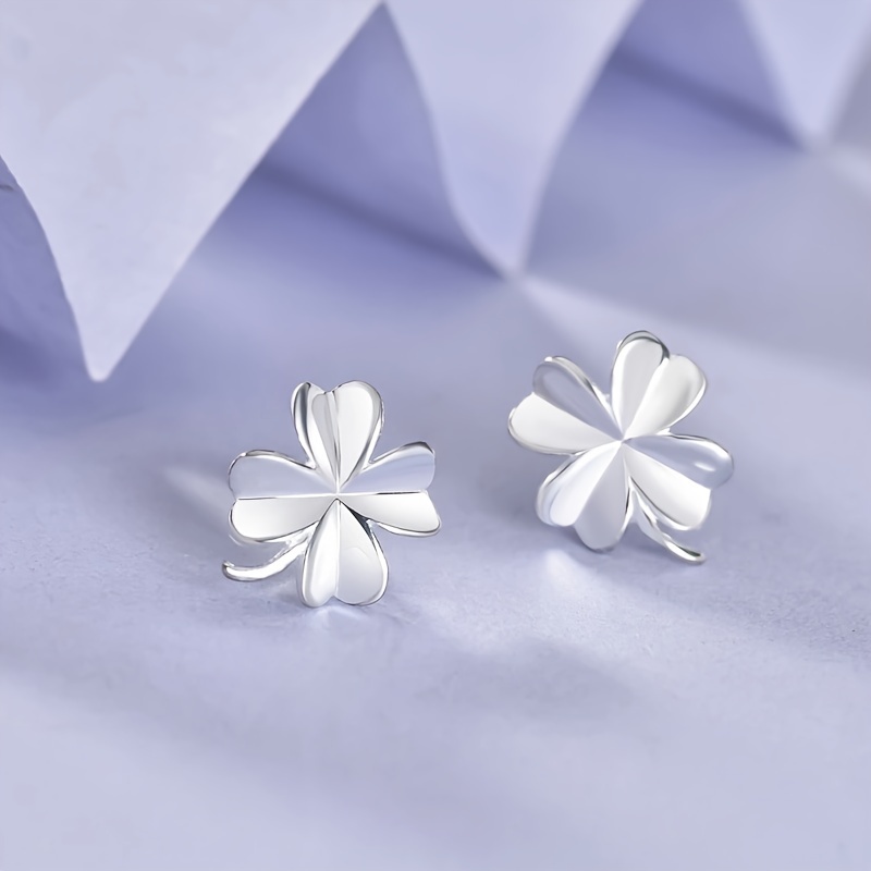 Four leaf Design Stud Earrings Lucky Clover Earrings Elegant - Temu United Kingdom