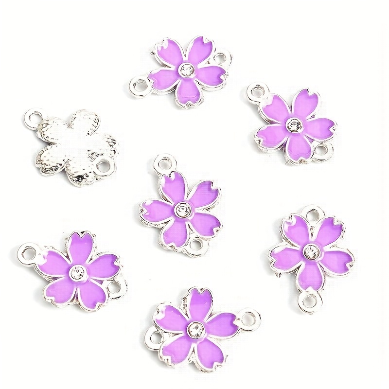 Rhinestones Inlaid Colourful Sakura Shape Enamel Connectors - Temu ...