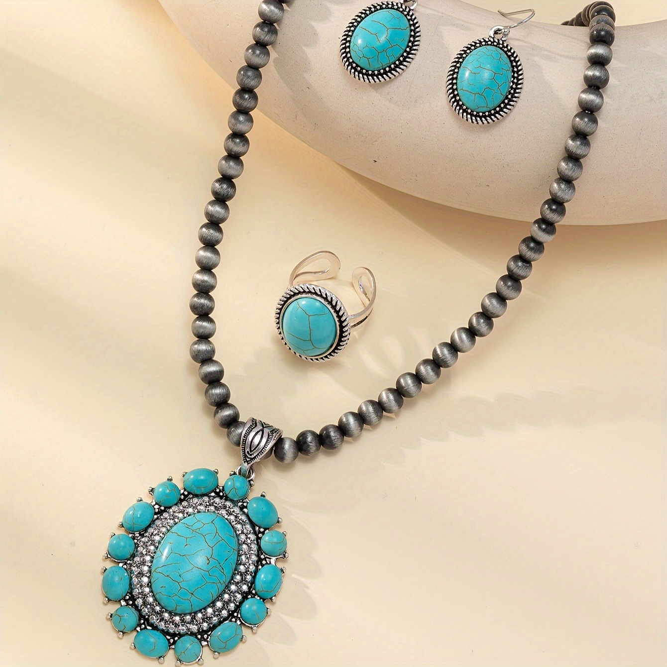 women's bohemian four turquoise necklace - Temu Denmark