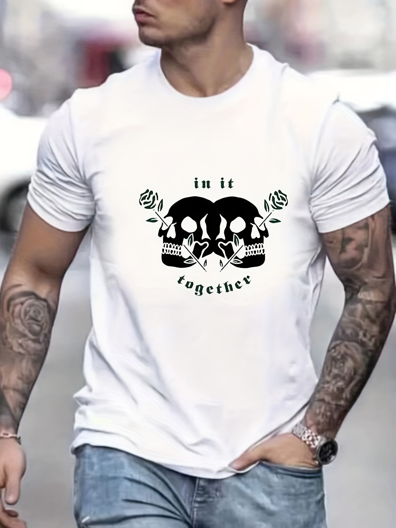 Skull Print Men's Graphic T shirt Casual Comfy Tees Summer - Temu Ireland