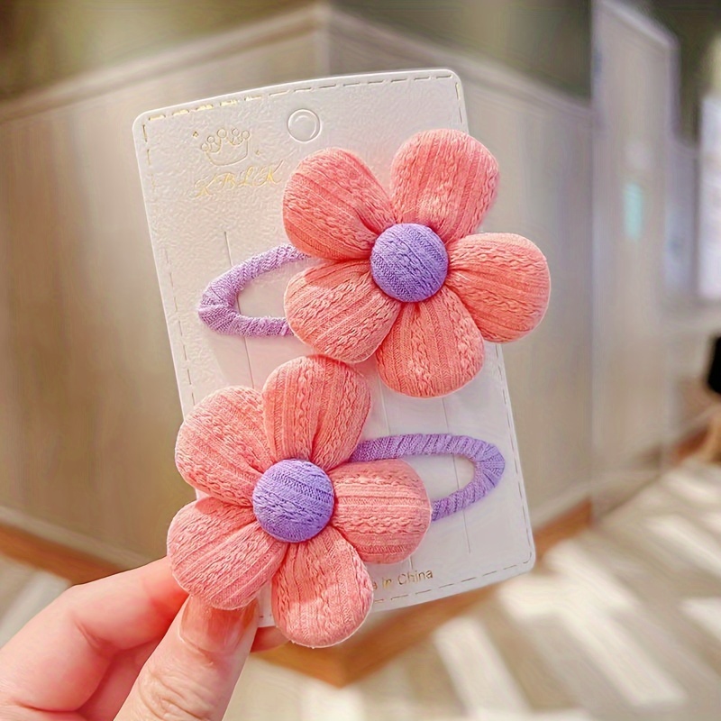 Cute Fabric Flower Decor Snap Hair Clips Simple Hollow - Temu New Zealand