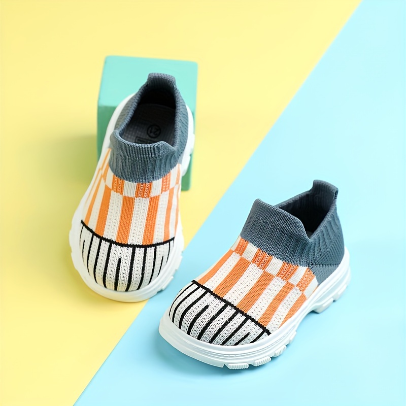 Boy's Trendy Slip Sock Shoes Breathable Woven Knit Sneakers - Temu ...