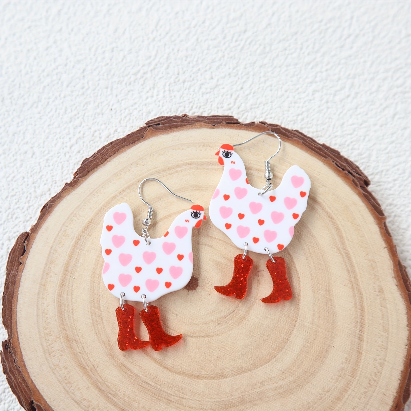 Drop Earrings Cute Love Chicken Design Match Daily Outfits - Temu ...