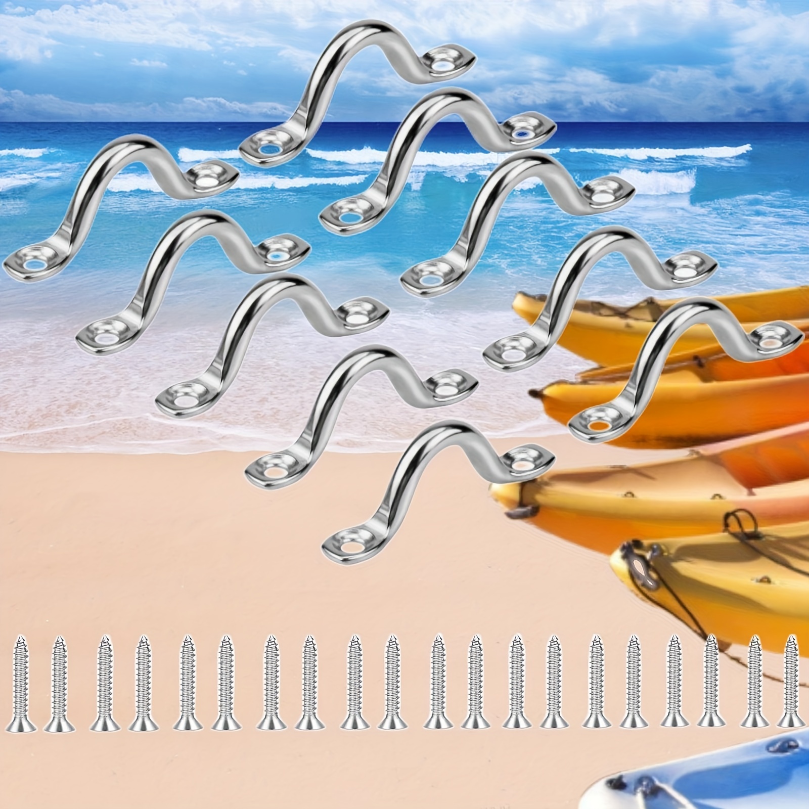 Stainless Steel Boat Top Pad Eye 10 Pcs Deck Hardware Eye Straps Tie ...