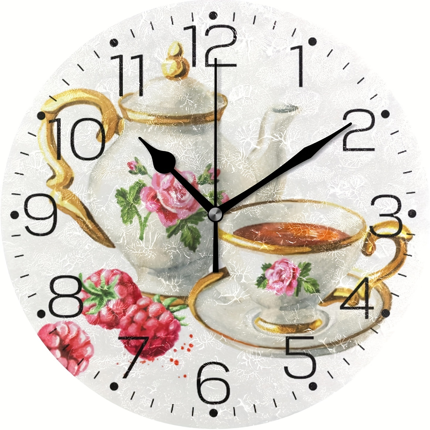 1pc Wooden Cup Of Tea Wall Clocks Battery Operated Non Ticking Silent ...