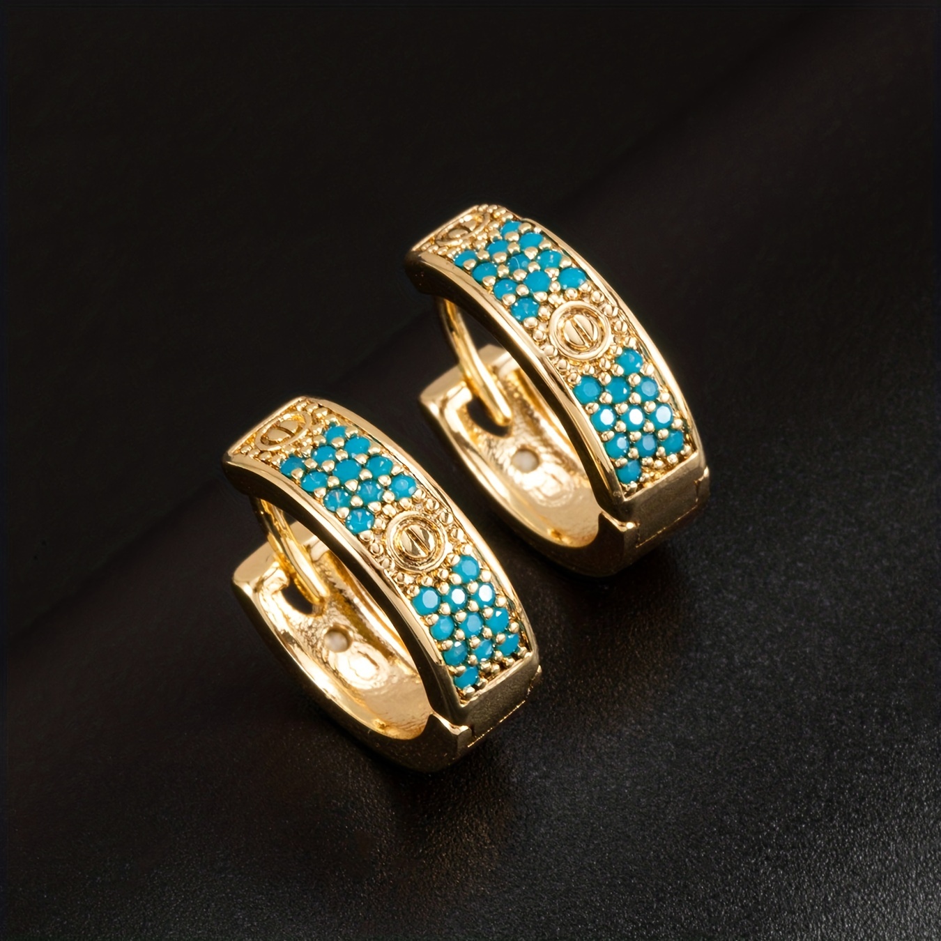 Boho Colorful Cubic Zirconia Round Earrings, Daily Party Gift, Simple Couple Ear Jewelry - Temu ...