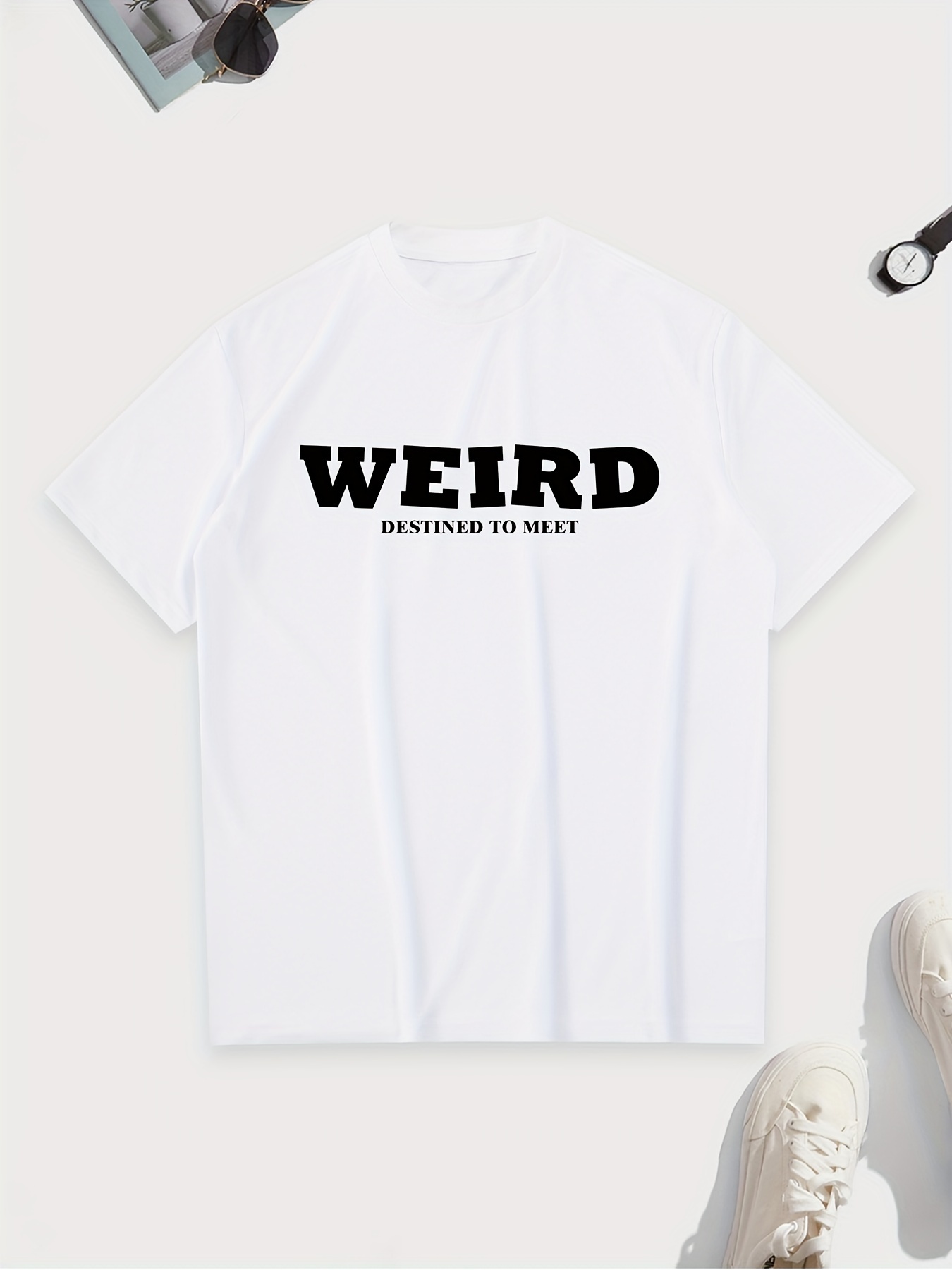 Weird' Print Men's Plus Size T shirts Casual Graphic Tees - Temu