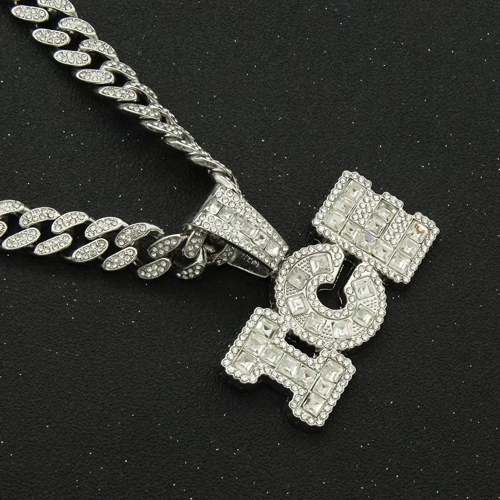 Fashion Ice Letter Pendant Necklace For Men Women - Temu United Kingdom