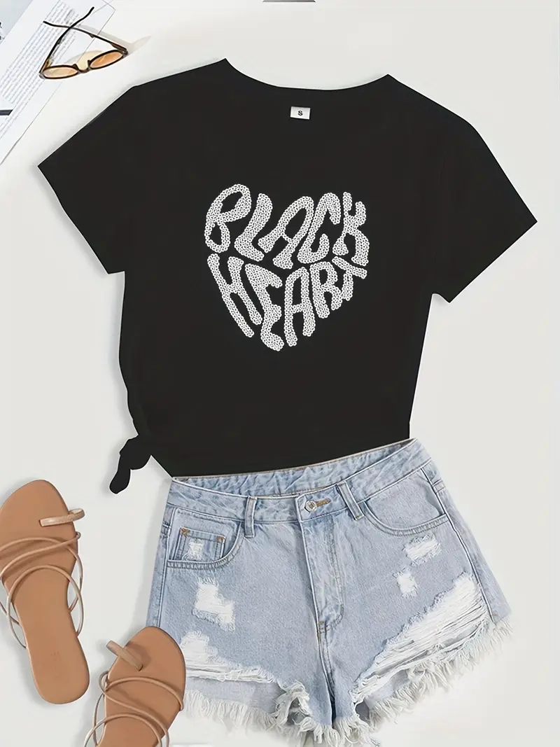 Letter Print Crew Neck T Shirt Casual Short Sleeve T Shirt Temu Canada