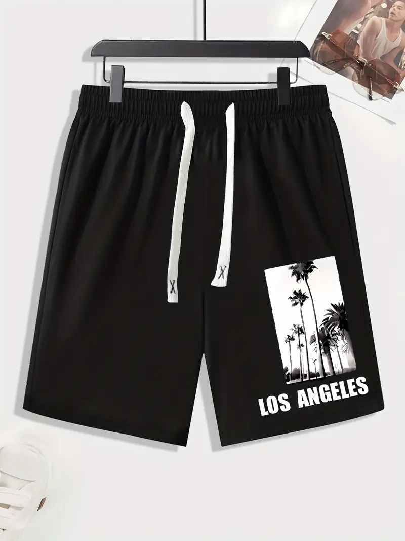 Plus Size Mens Streetwear Shorts Los Angeles Print Temu Australia