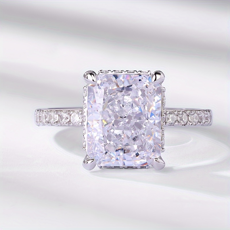 Zilveren Vierkante Ring Van S925 IJsbloem Geslepen - Temu Netherlands