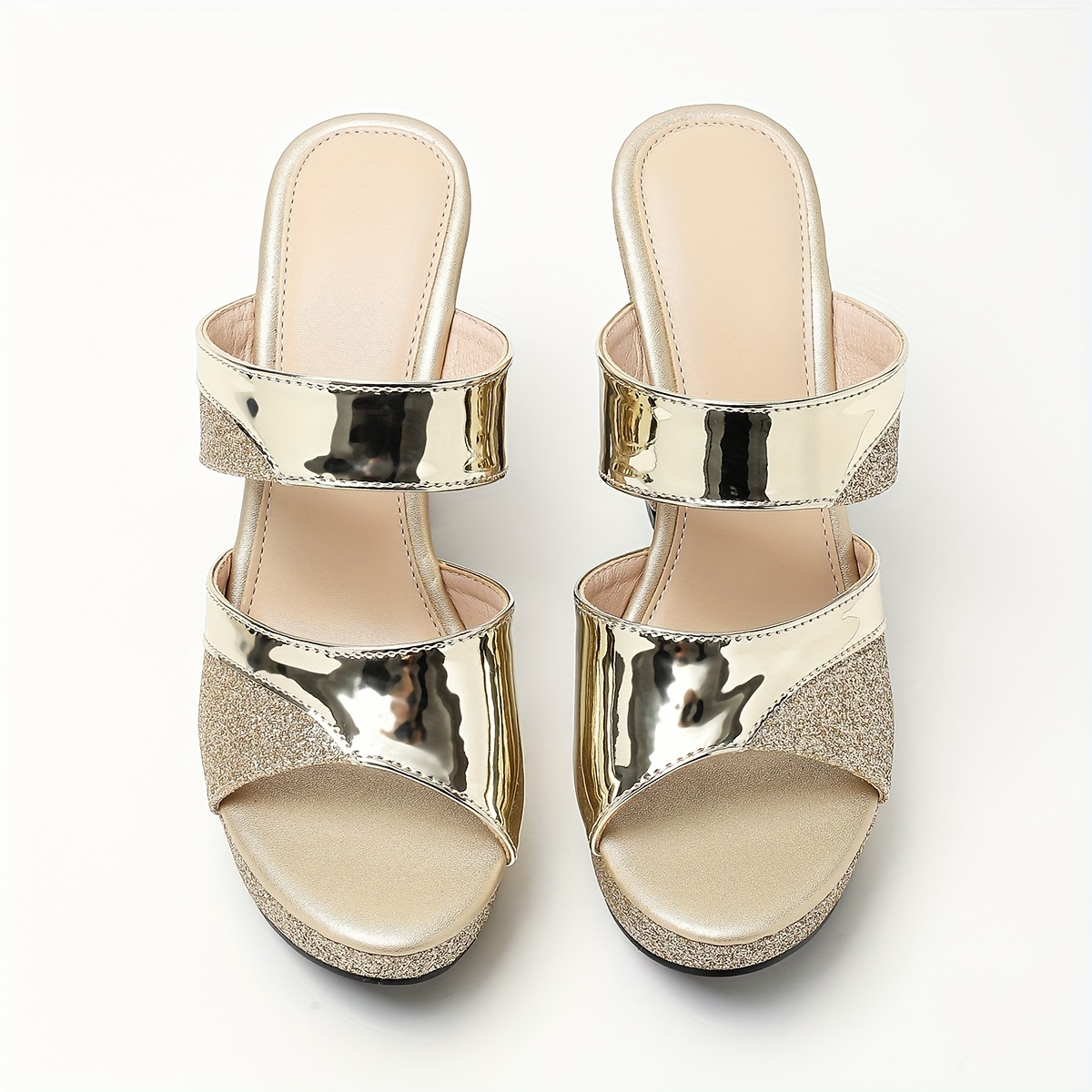 Womens Sequins Block High Heels Fashion Platform Peep Toe - Temu United ...