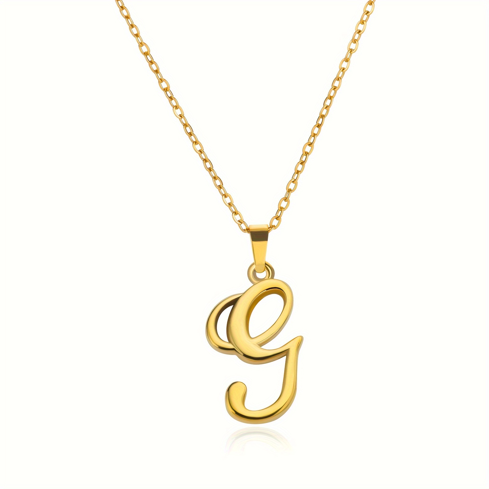 Letter Design Pendant Necklace Elegant Simple Style Plated - Temu ...
