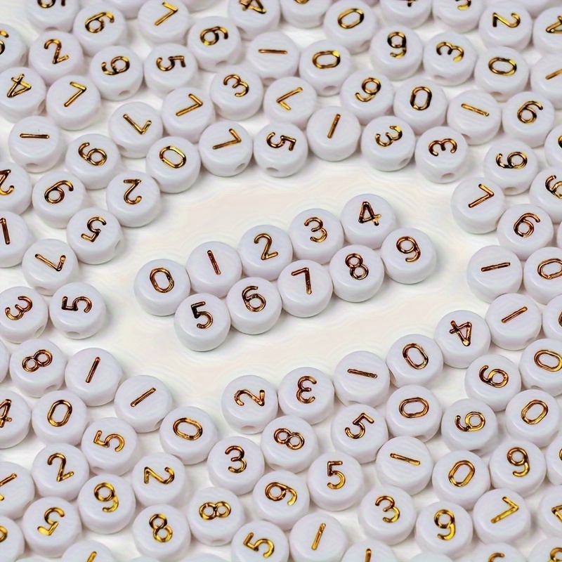 4x7 Round Acrylic Golden Number Pattern Beads Diy Necklaces - Temu Denmark