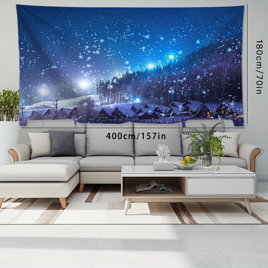 Suede Fabric Hanging Tapestry Snow View Home Living Room - Temu Canada