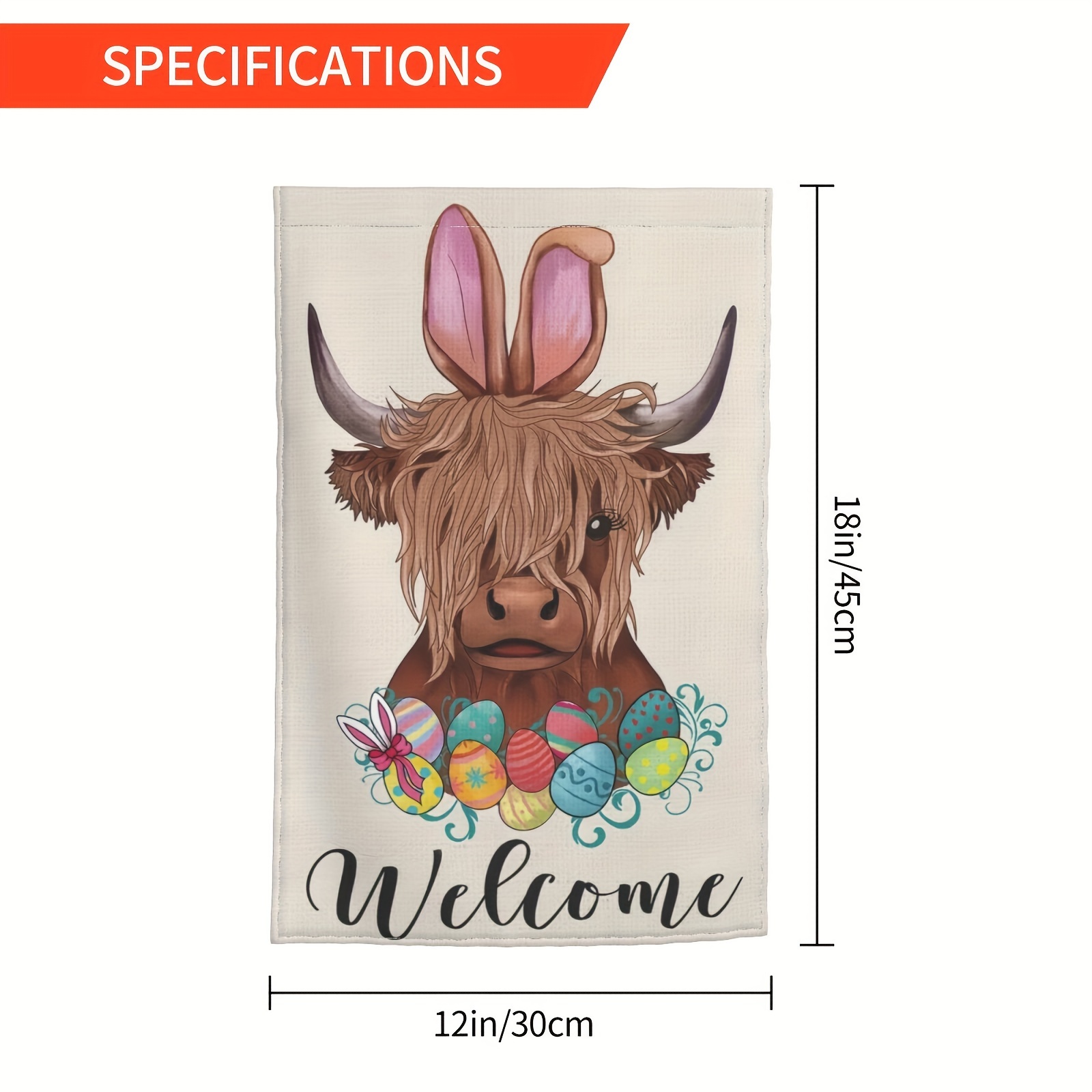 Happy Easter Garden Flag Small Vertical Easter Highland Cow - Temu New ...