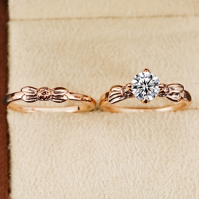 Peach Heart Claw Inlaid Zirconia Rings Wedding - Temu United Kingdom