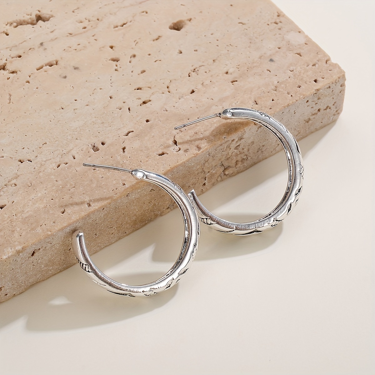 Unique Silvery C Shaped Hoop Earrings Copper Jewelry Ethic - Temu ...