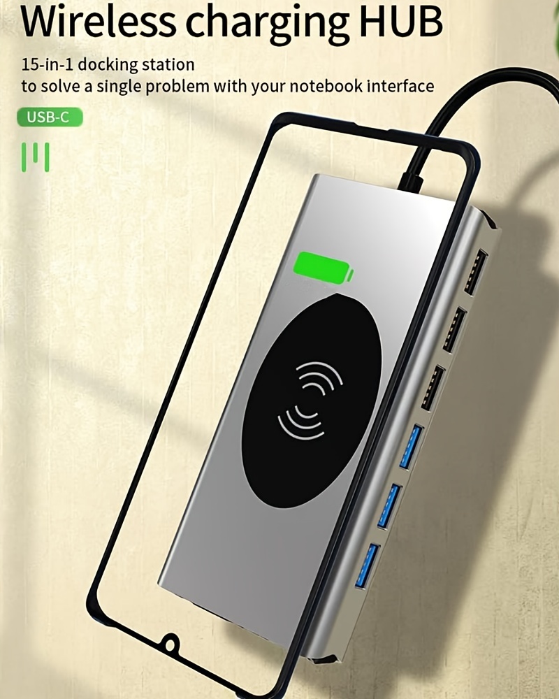 15 in 1 Docking Station Wireless Charger Usb C - Temu Qatar