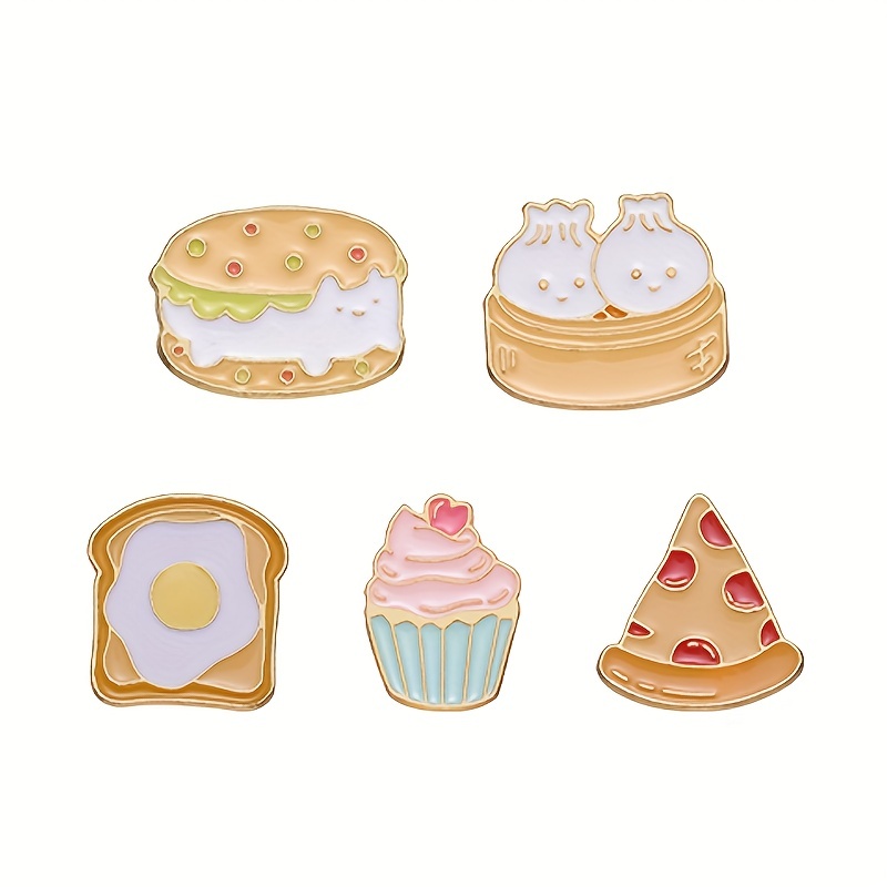 Cartoon Cake Etc Shaped Food Theme Brooch Set Cute Lovely Party Jewelry ...