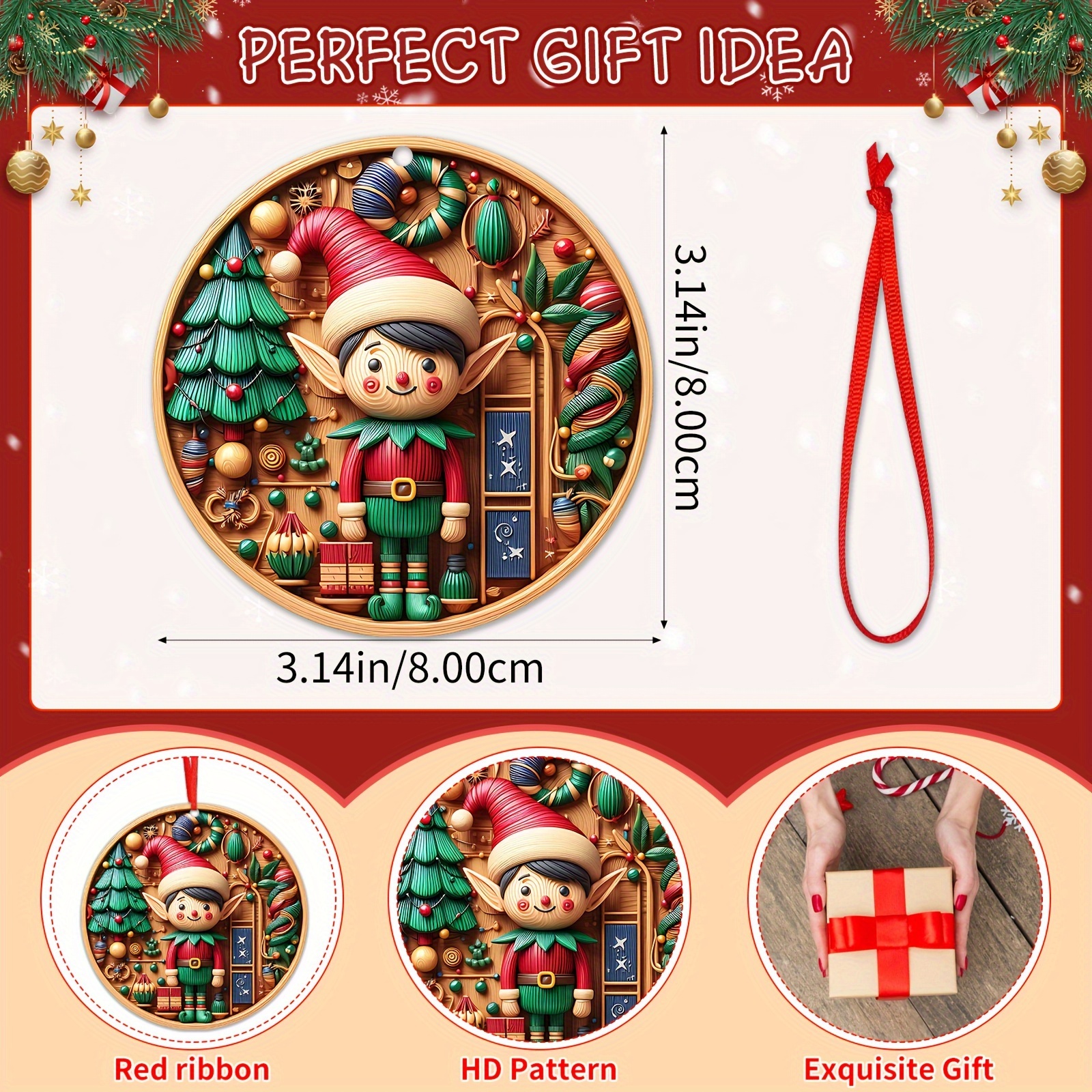 2d Christmas Tree Elf Ornaments Elf Christmas Decorations - Temu ...