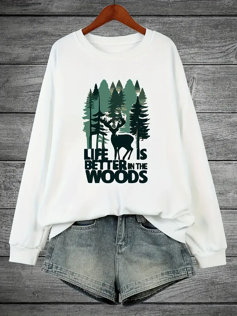 Plus Size Graphic Print Sweatshirt Casual Long Sleeve Crew Temu Ireland