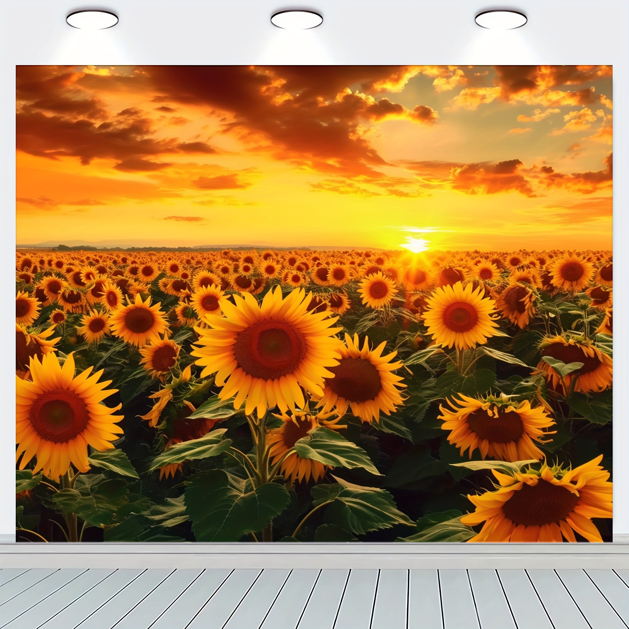 Sunflowers Field Polyester Photography Backdrop Fall Sunset - Temu ...