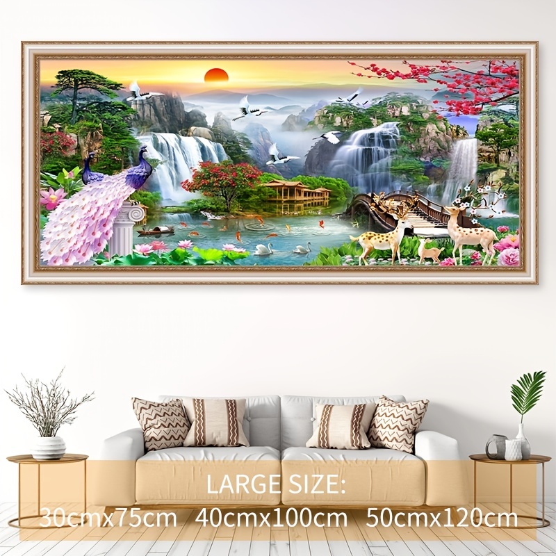 1pc diy peacock landscape diamond painting gifts set no frame | temu ...