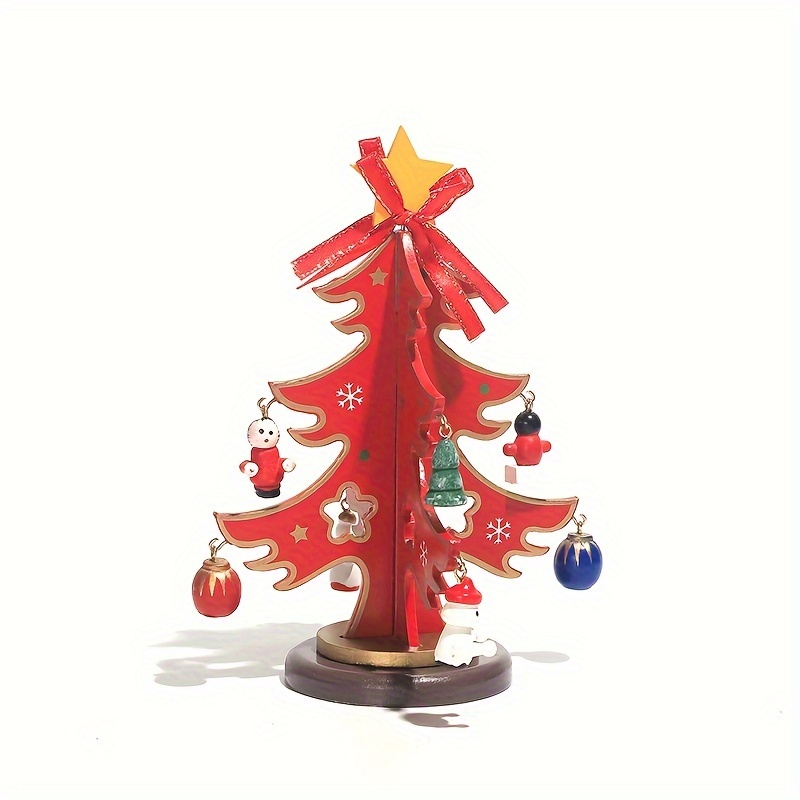 Christmas Wooden Christmas Tree Scene Decor Festivals Decor - Temu ...