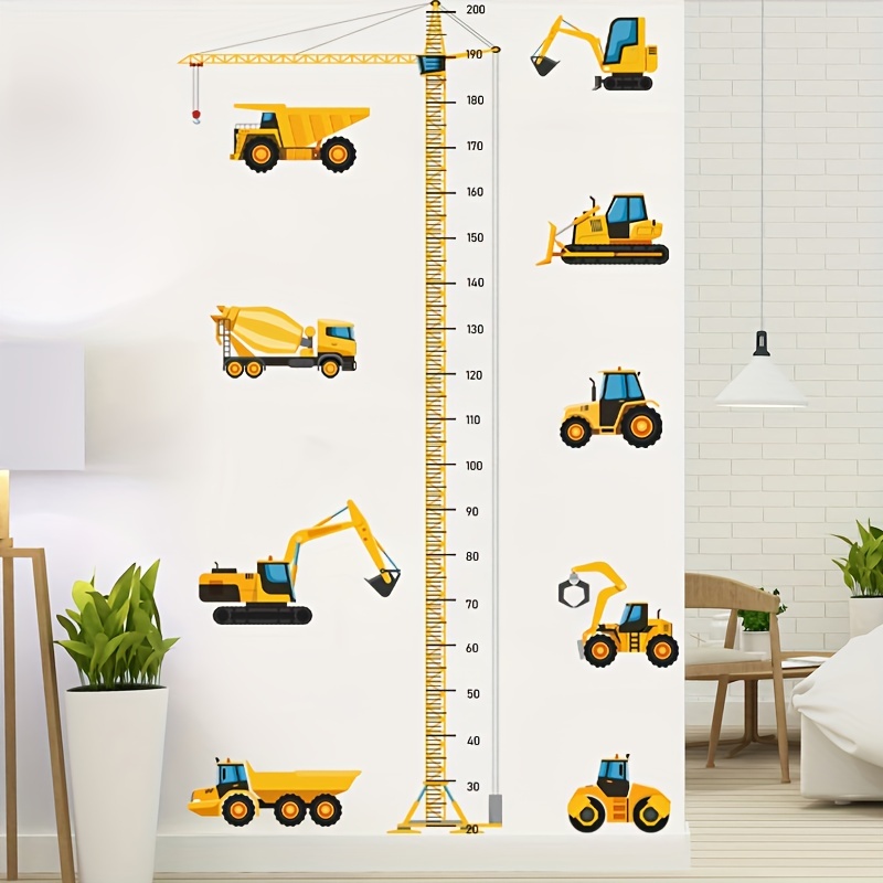 Self Height Chart Wall Sticker Excavator Tower - Temu