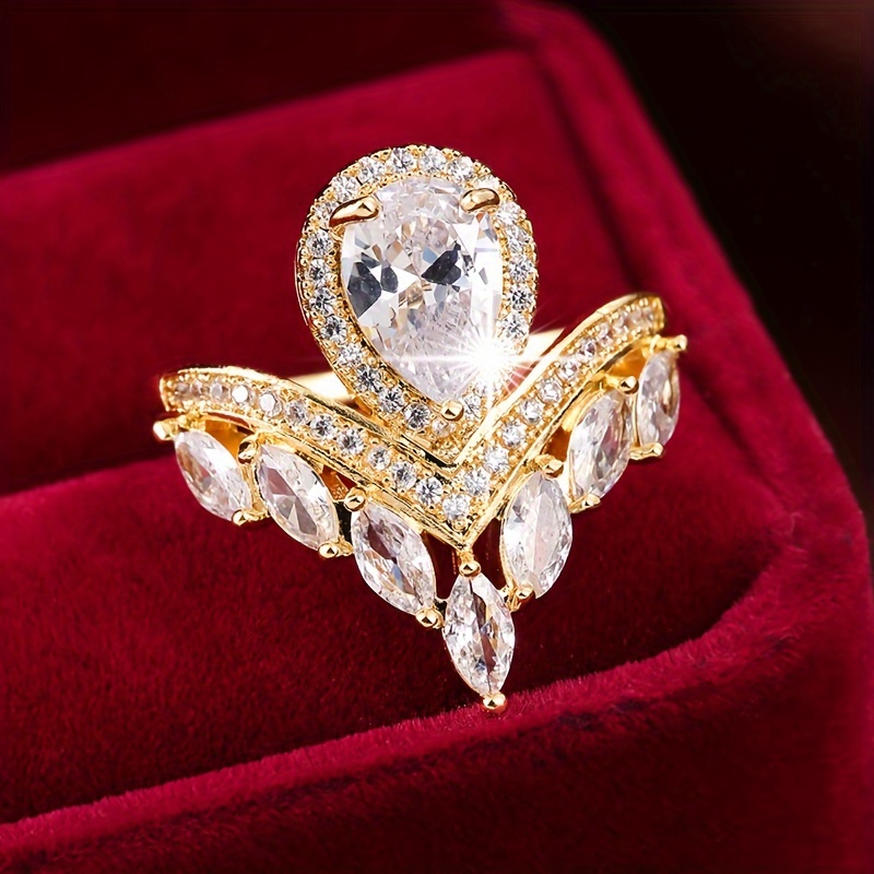 Chic Crown Ring Paved Shining Zirconia Multi Colors U Choose - Temu ...