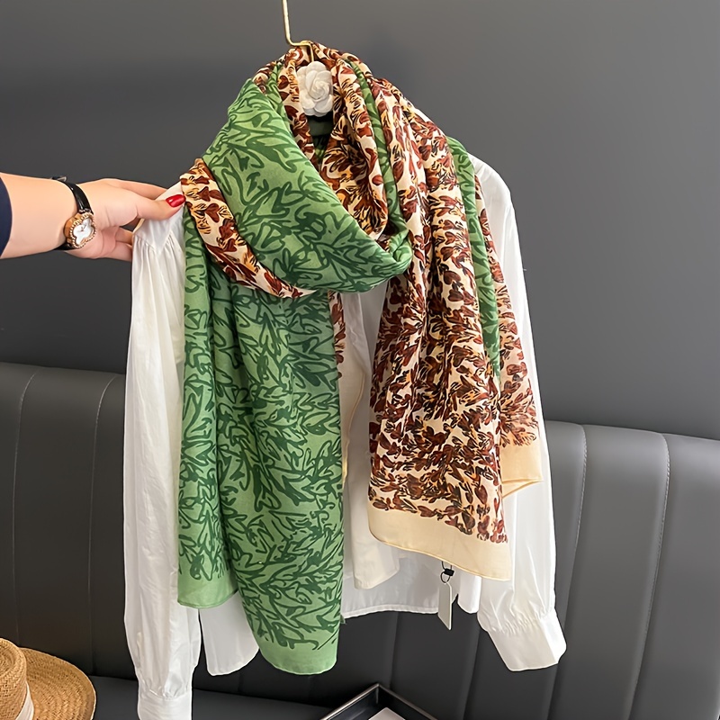 Stylish Color Block Floral Printed Scarf Elegant Thin - Temu Australia