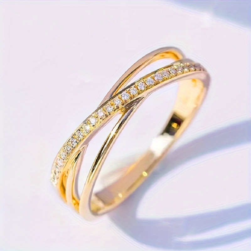 Chic Promise Ring Trendy Intertwine Design Paved Shining - Temu United ...