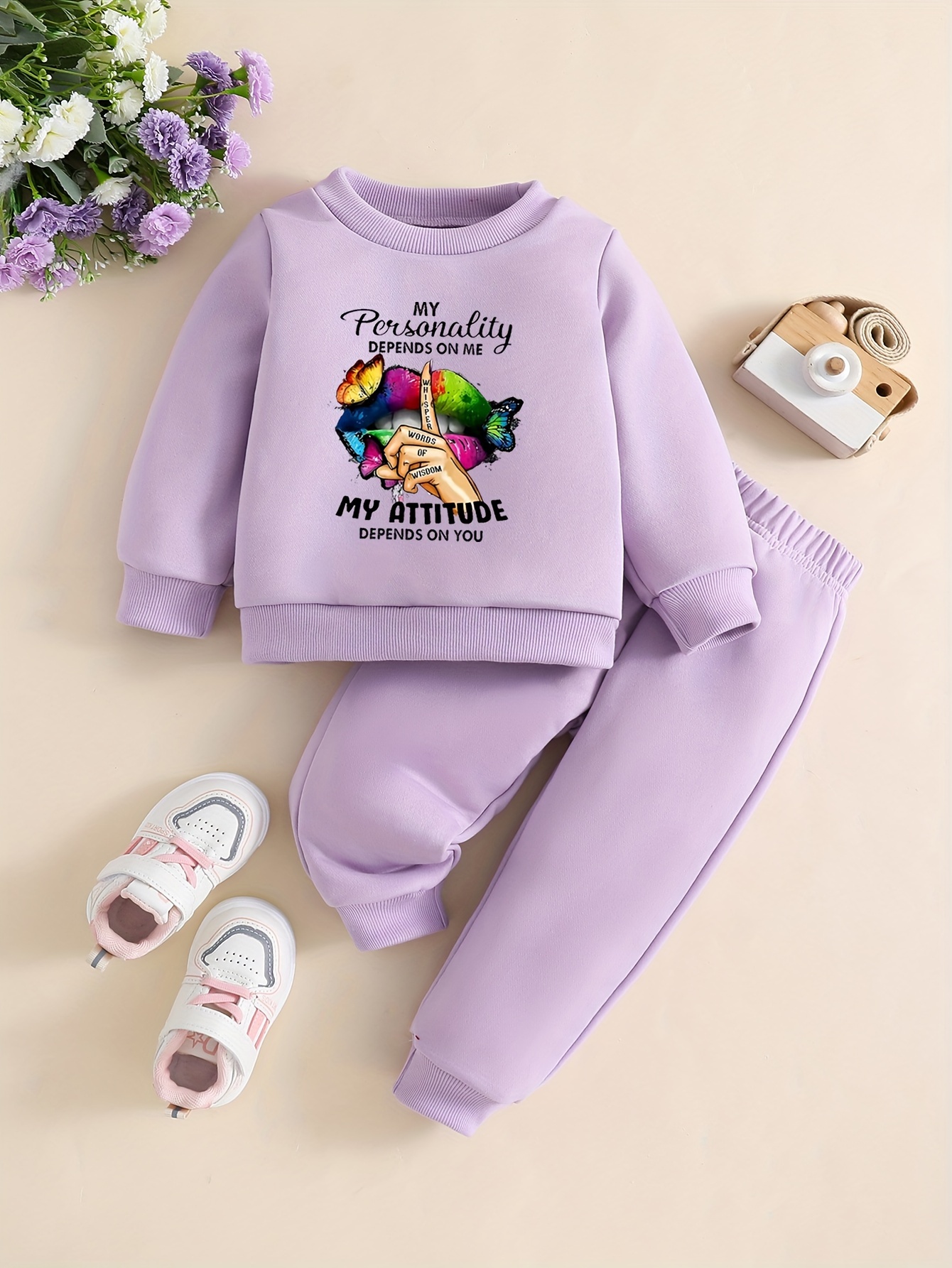Toddler Girls Pullover Sweatshirt Elastic Waist Sweatpants - Temu Australia
