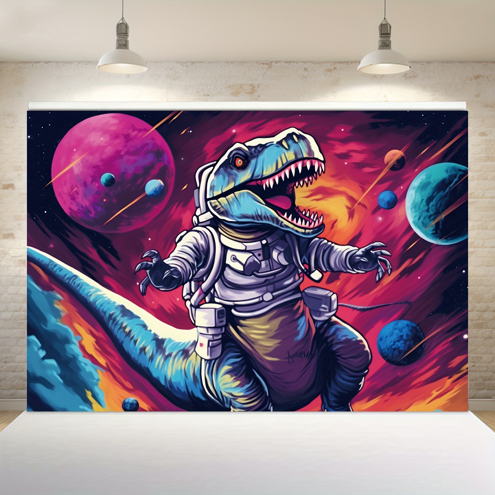 Funny Space Astronaut Dinosaur Print Tapestry Trippy - Temu Australia