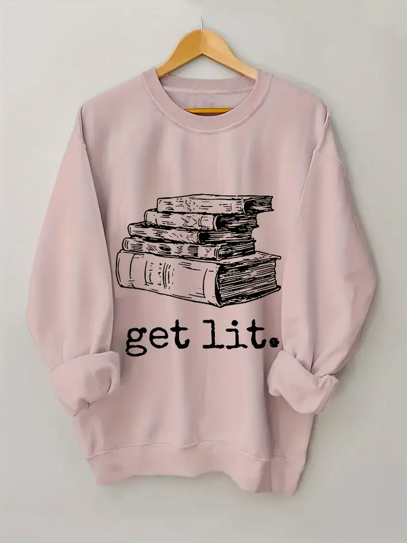Letter Print Sweatshirt Plus Size Casual Long Sleeve Crew Temu Canada